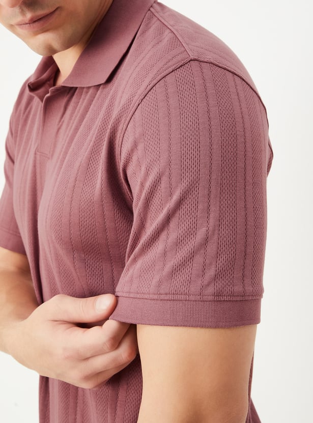 Buy Men Ribbed Knit Polo T-shirt Online at just Rs. 799.0 ...