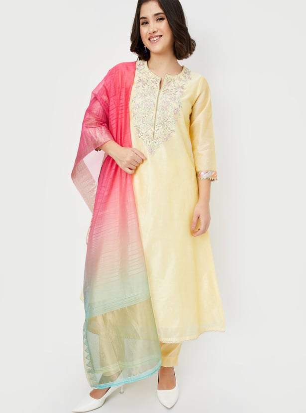 Buy Women Embroidered A-line Kurta Set Online at just Rs. 1999.0 ...
