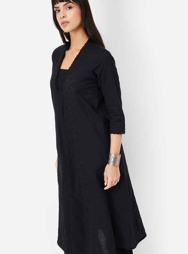 Buy Women Lace Panel Straight Kurta Online at just Rs. 999.0 ...