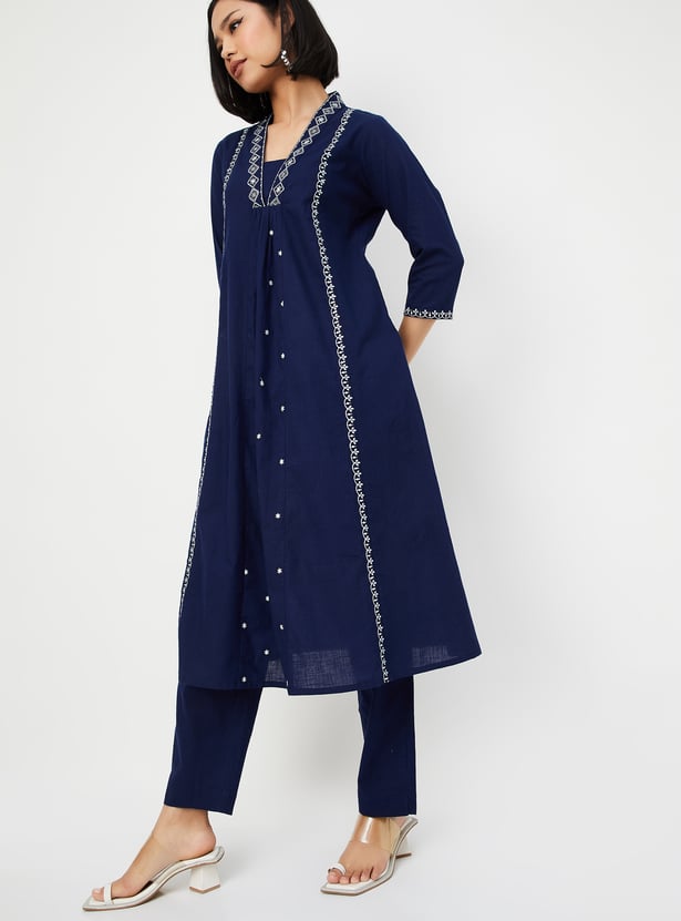 Buy Women Embroidered A-line Kurta Set Online at just Rs. 1299.0 ...