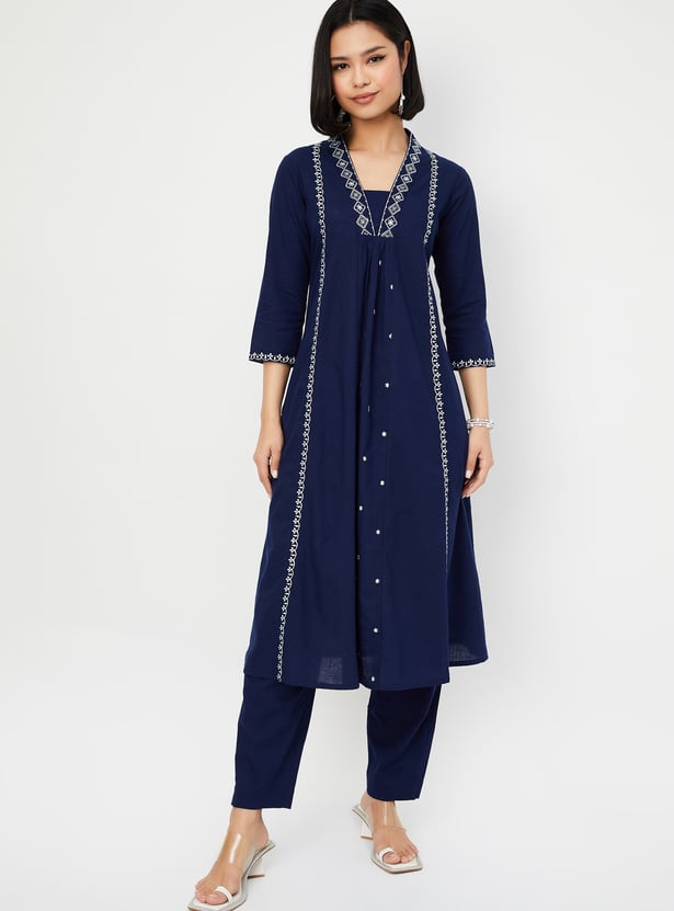 Buy Women Embroidered A-line Kurta Set Online at just Rs. 1299.0 ...