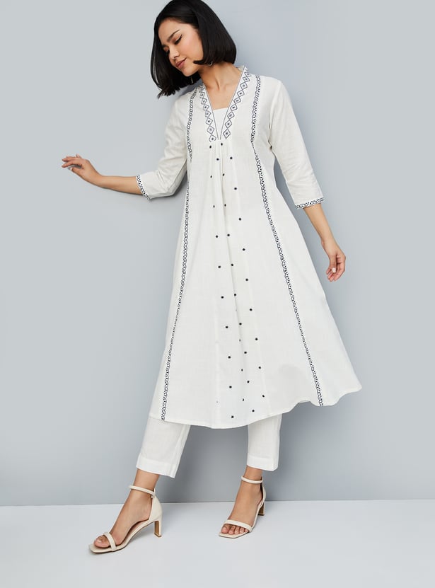 Buy Women Embroidered A-line Kurta Set Online at just Rs. 1299.0 ...