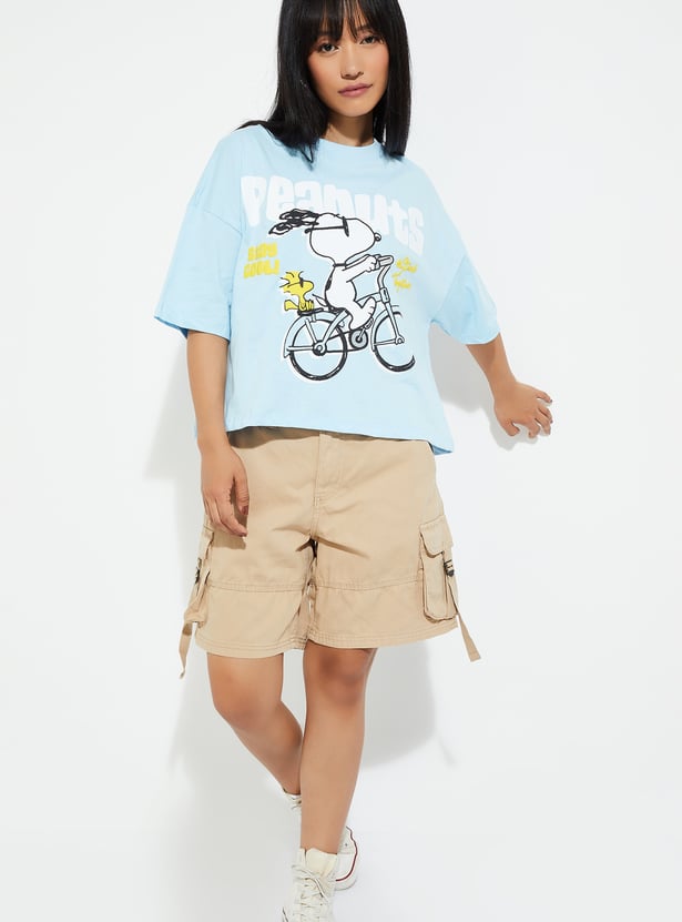 Buy URB_N Women Boxy Fit Peanuts Snoopy Print T-shirt Online at just Rs ...