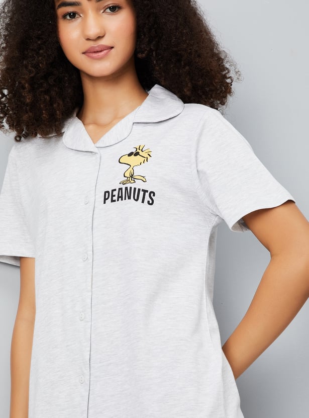 Buy Women Peanuts Snoopy Print Chemise Online at just Rs. 699.0 ...