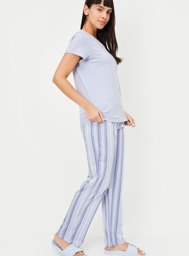 Buy Women Striped PJ Set Online at just Rs. 699.0 - 1000015359812 | Max Fashion