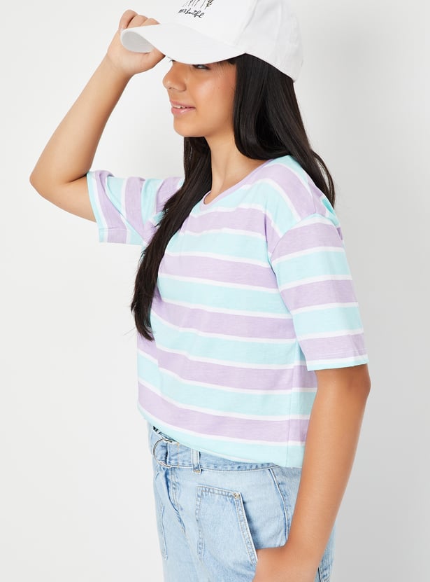 Buy Girls Striped T-shirt Online at just Rs. 249.0 - 1000015360482 ...