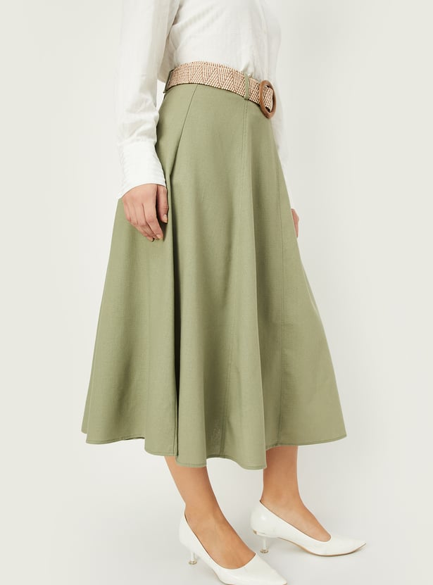 Buy Women Solid A-line Belted skirt Online at just Rs. 1199.0 - 1000015366678 | Max Fashion