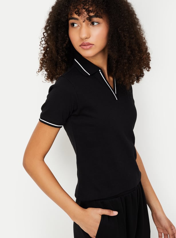Buy Women Solid Sports Polo T-shirt Online at just Rs. 499.0 - 1000015398750 | Max Fashion