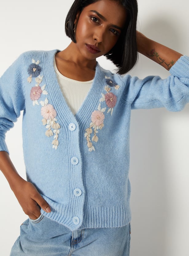 Buy Women Floral Embroidered Cardigan Online at just Rs. 1599.0 ...